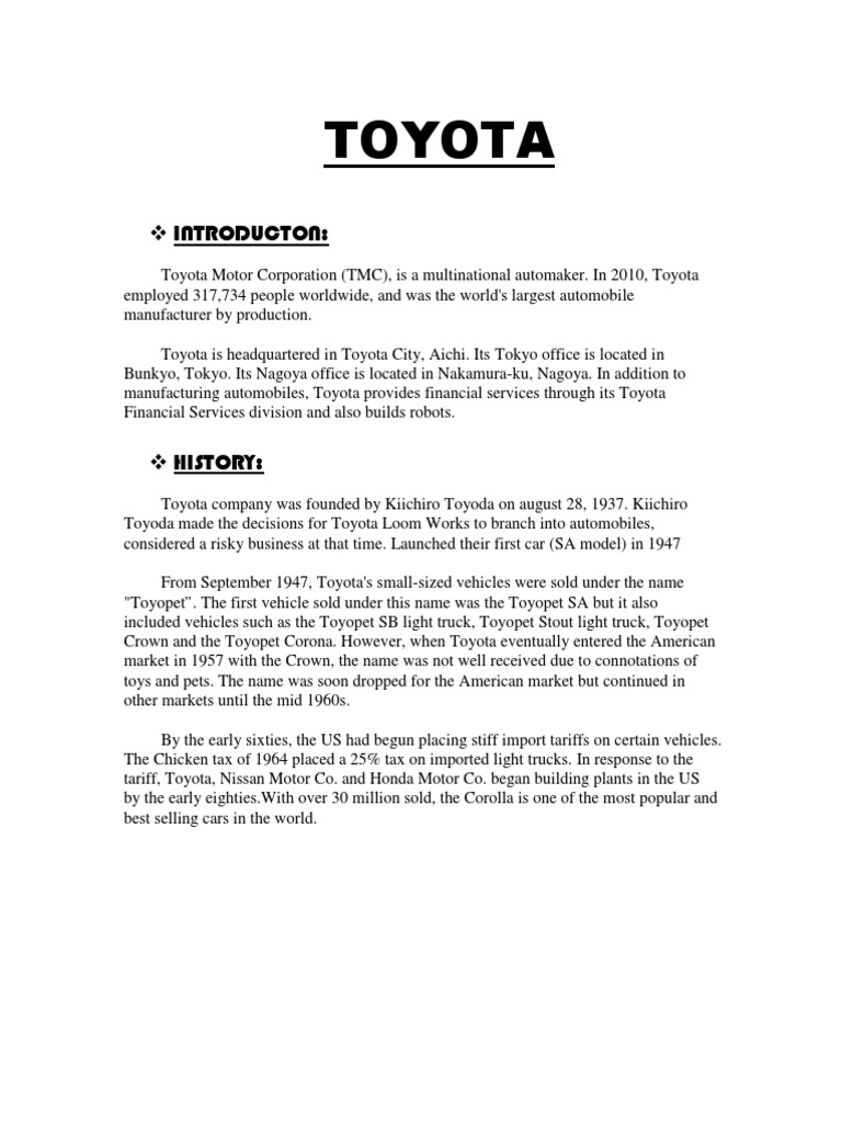 Toyota 4ps Swot and Pestle | PDF | Toyota | Hybrid Electric Vehicle