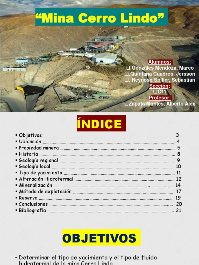 Ubicación y características de Cerro Lindo | PDF | Minería | Cobre