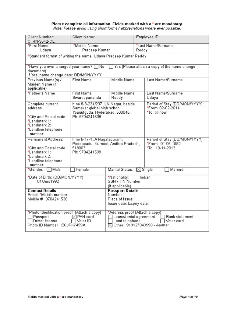 BGC Form | PDF | Identity Document | Academic Degree