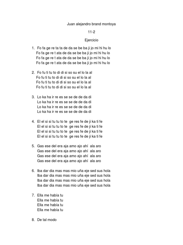 Ejercicios de palabras planas y fonéticas | PDF | Artes del Lenguaje y ...
