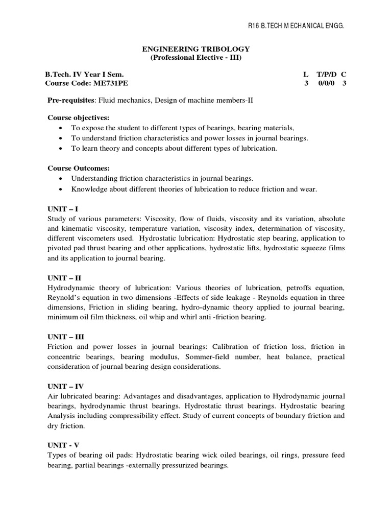 Engineering Tribology PDF | PDF | Bearing (Mechanical) | Friction