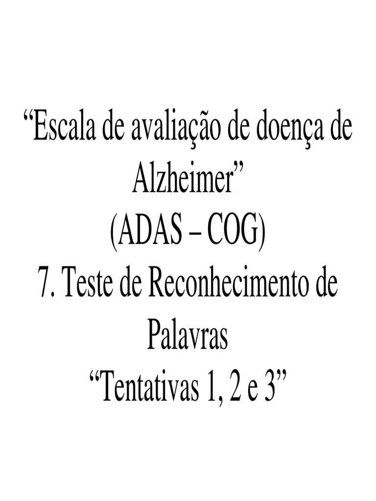 Adas Cog - Pranchas Reconhecimento PDF | PDF