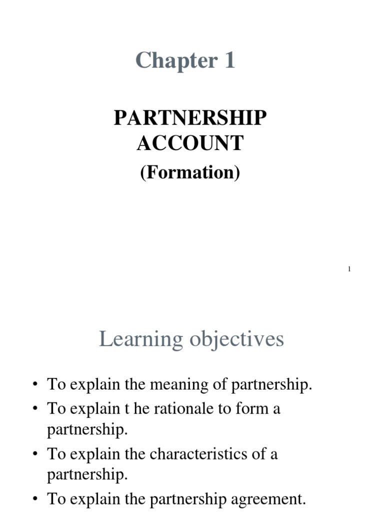 Chapter 1 - Formation of Partnership | PDF | Partnership | Income Statement