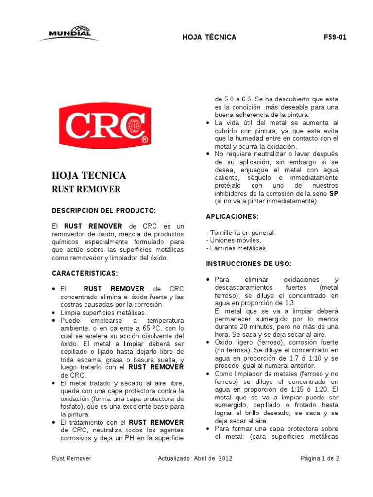 TDS Rust Remover PDF | PDF | Corrosión | Pintar