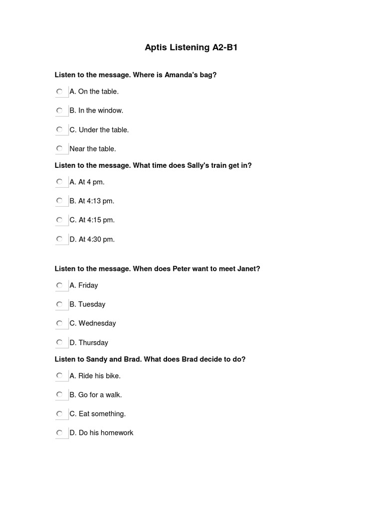 Aptis Listening A2 | PDF