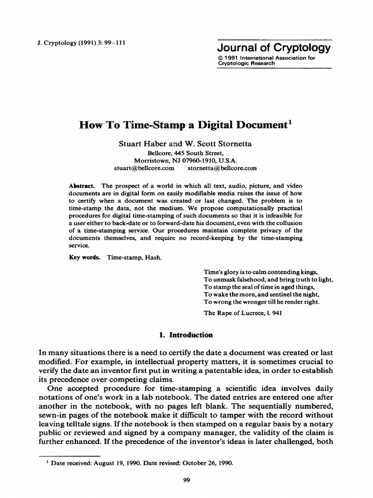 How To Time-Stamp A Digital Document PDF | PDF | Cryptography | Secure ...
