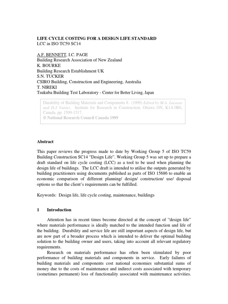 Life Cycle Costing For A Design Life Sta PDF | Download Free PDF ...