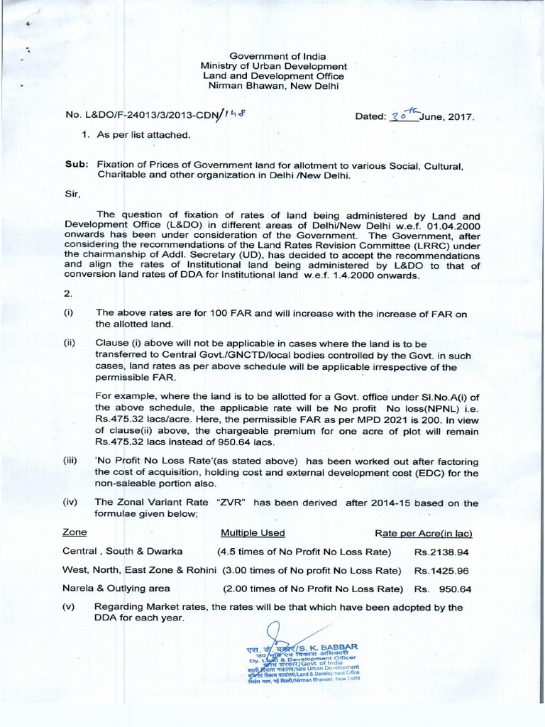 Institutional Land Rates | PDF