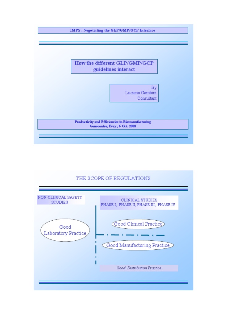 GLP/GMP/GCP Guidelines Interaction | PDF | Verification And Validation ...