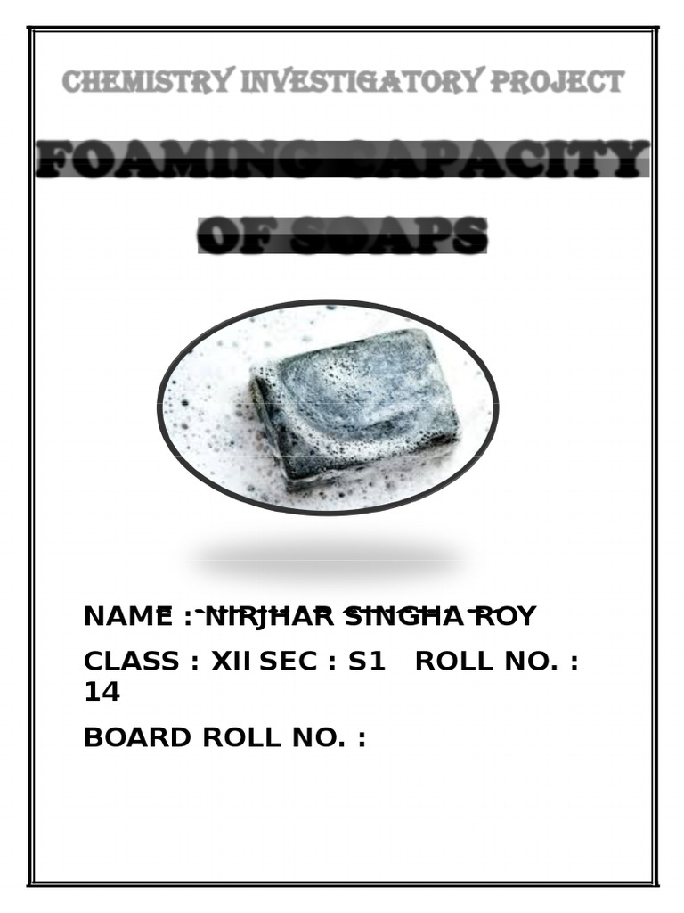 Foaming Capacity of Soaps | PDF | Solubility | Calcium