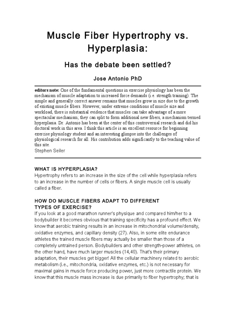 Hypertrophy Vs Hyperplasia PDF | PDF | Muscle Contraction | Muscle