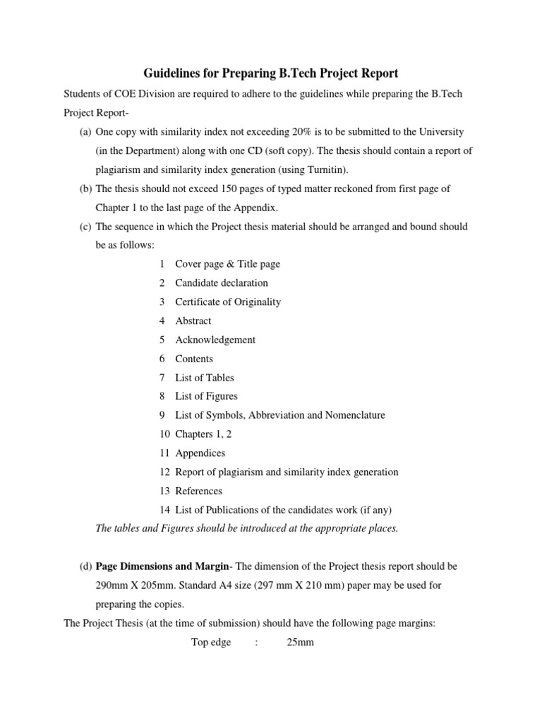 Guidelines For BTP Report PDF | PDF | Thesis | Paragraph