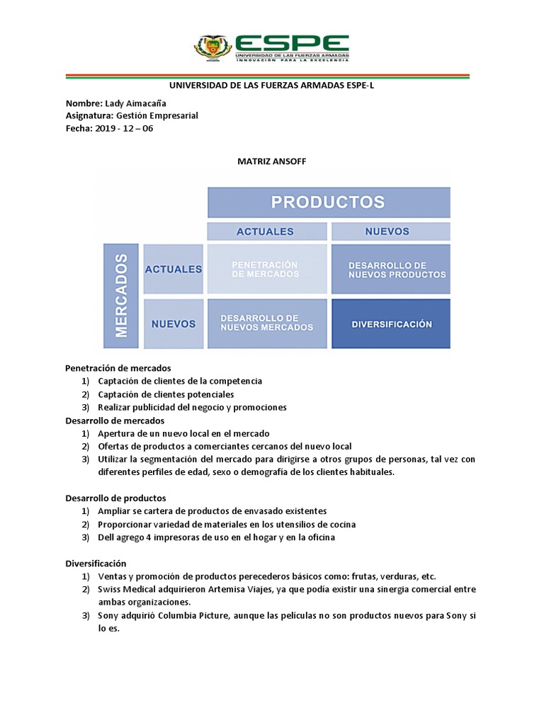 Matriz Ansoff | PDF