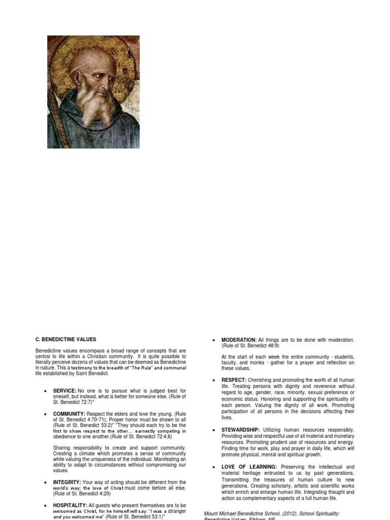 Benedictine Values | PDF | Leadership | Value (Ethics)
