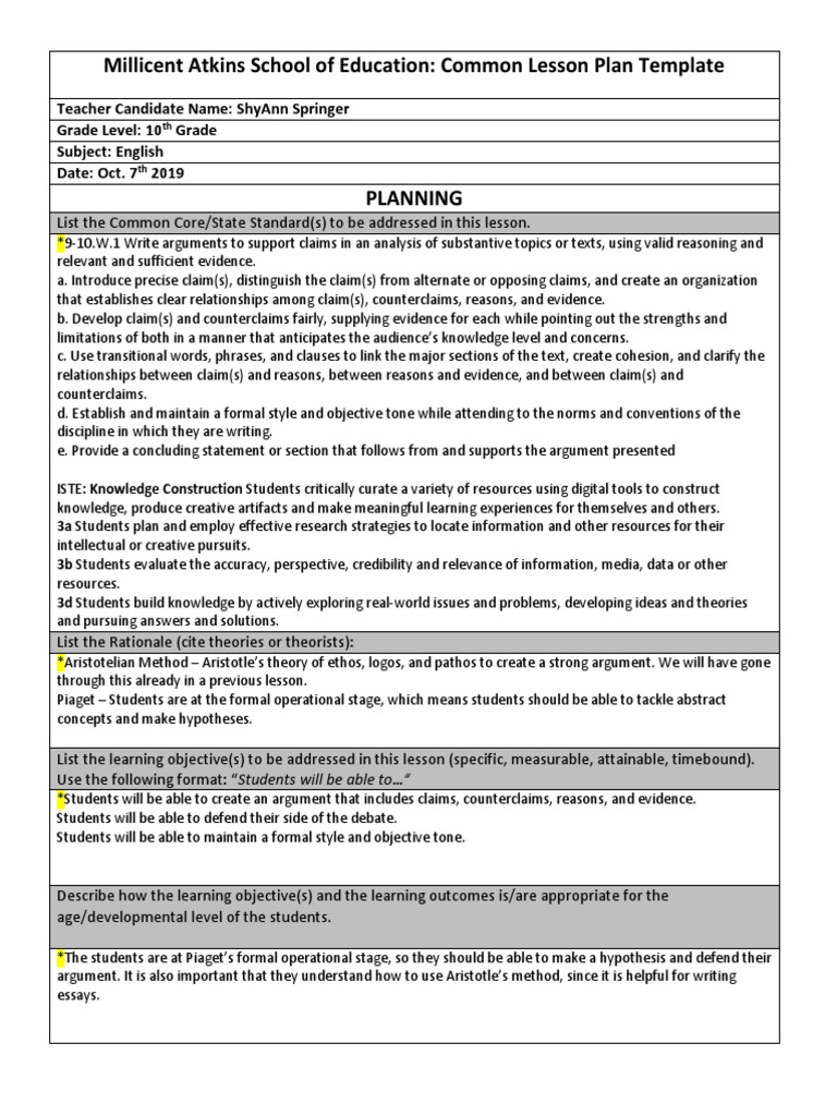 10th Grade English Debate Plan | PDF | Project Based Learning | Lesson Plan