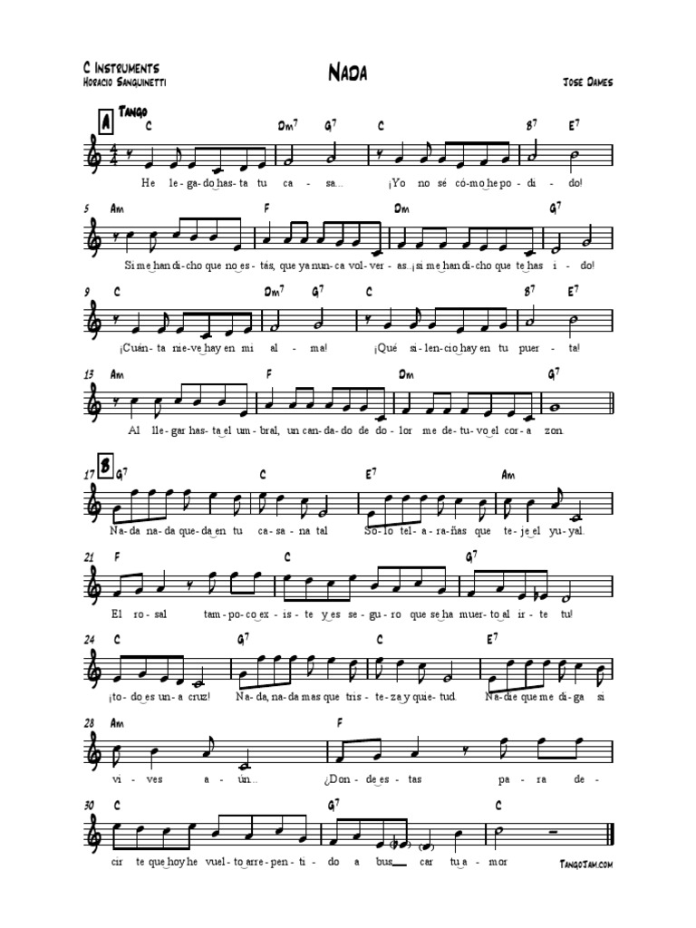 Nada Tango Leadsheet | PDF