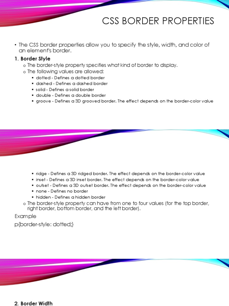 3-Css Border Properties | Download Free PDF | Cascading Style Sheets ...