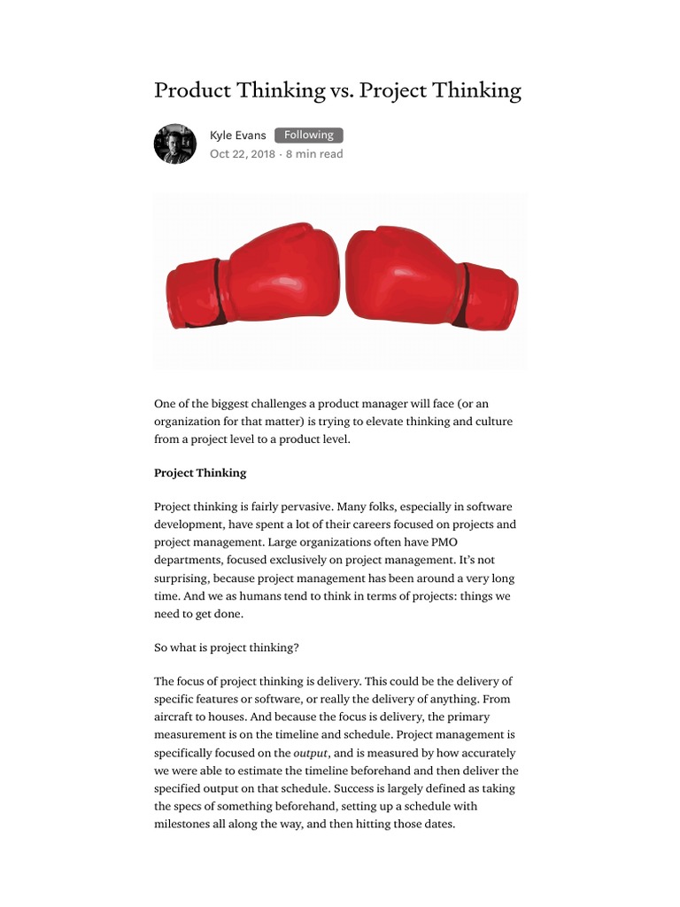 Product Thinking vs. Project Thinking | PDF | Software Development ...