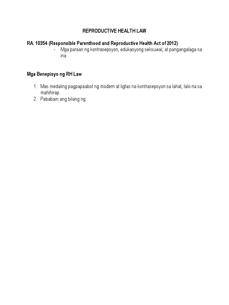 Reproductive Health Law | PDF
