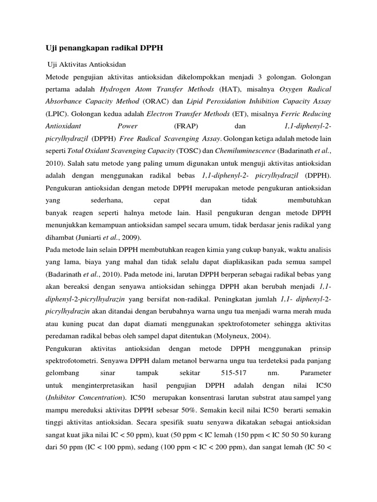 Uji Penangkapan Radikal DPPH | PDF