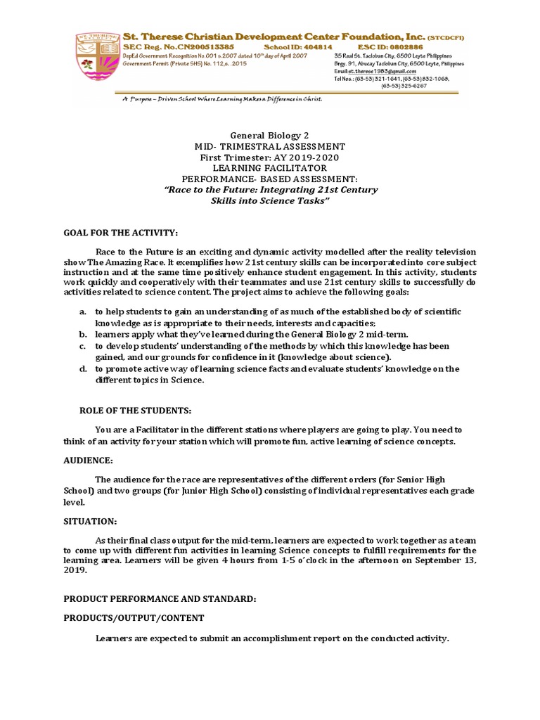 General Biology 2 Midterms GRASPS | PDF | Facilitator | Learning