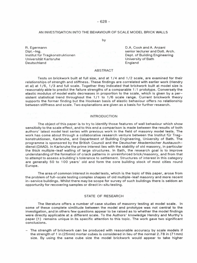 An Investigation Into The Behaviour of Scale Model Brick Walls PDF ...