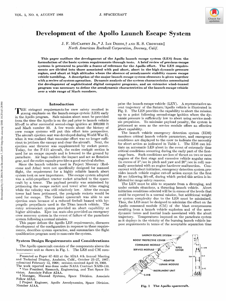 Development of The Apollo Launch Escape System | PDF | Apollo ...