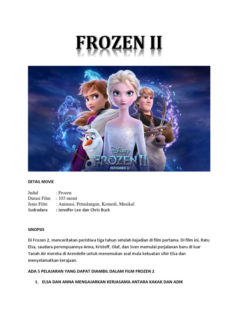 Sinopsis dan Pelajaran dari Frozen 2 | PDF