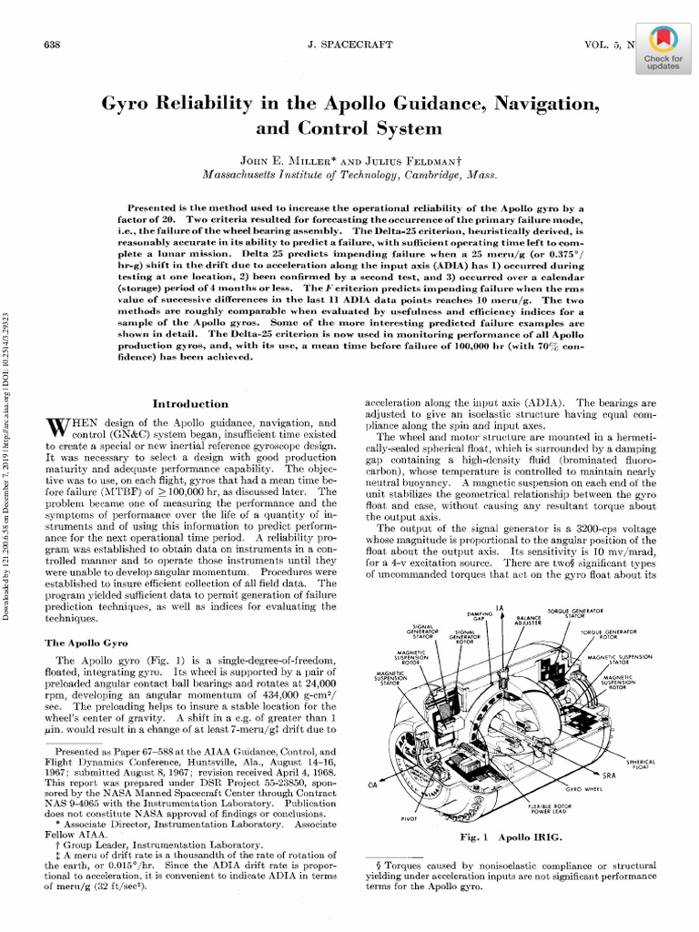 Apollo Gyro Reliability Enhancement | PDF | Gyroscope | Rotation Around ...