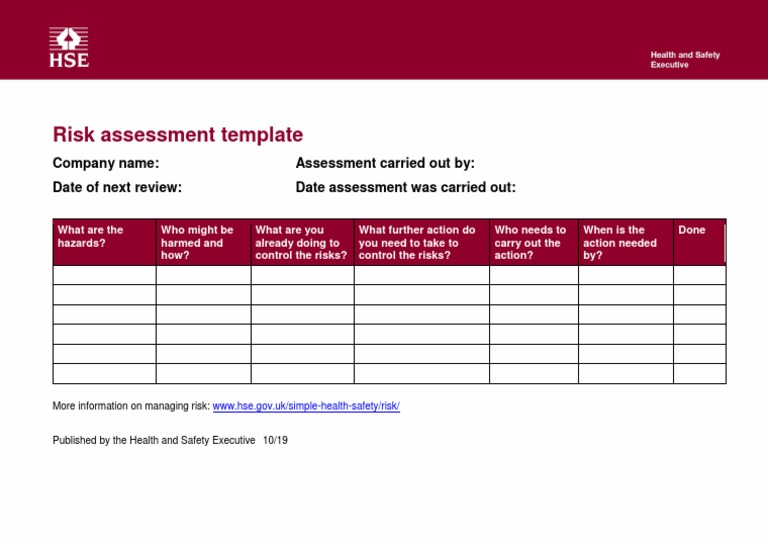 Risk Assessment Template 2019 | PDF