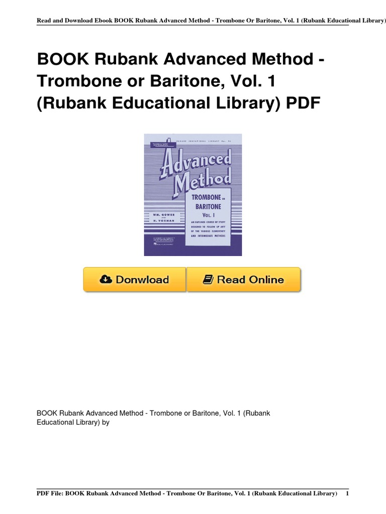 Rubank Advanced Method for Trombone | PDF | Trombone | Musical Instruments