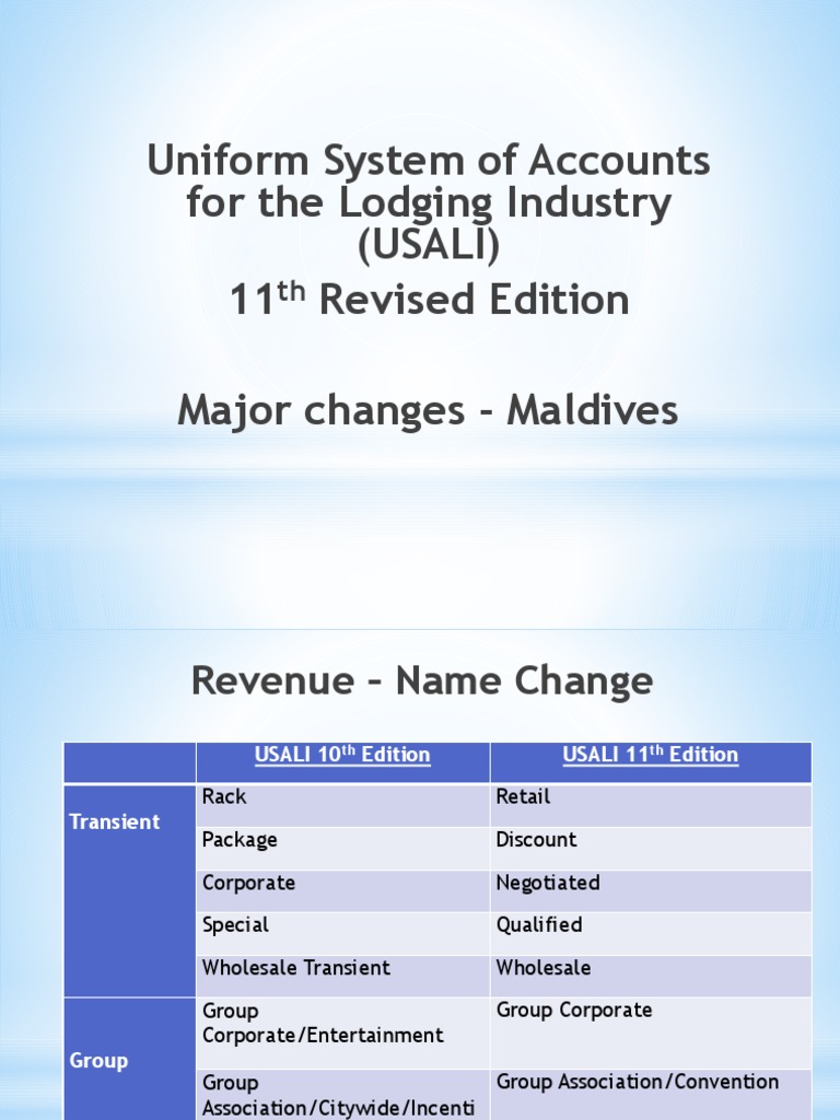 USALI Changes | PDF | Revenue | Marketing