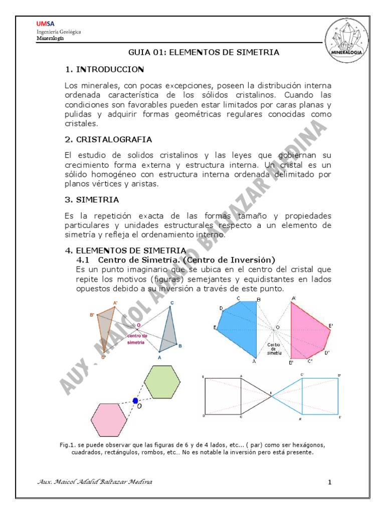 corrGUIA 01 ELEMENTOS DE SIMETRIA PDF | PDF | Cristal | Simetría