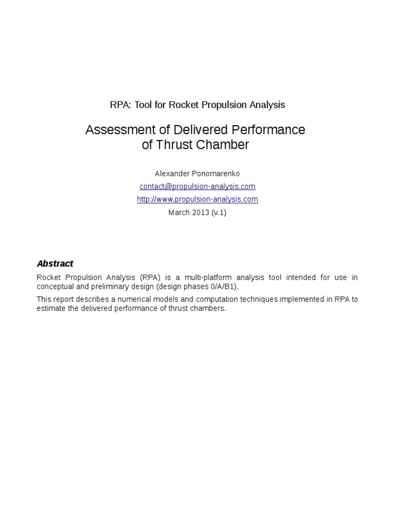 RPA AssessmentOfDeliveredPerformance | PDF | Rocket Engine | Nozzle