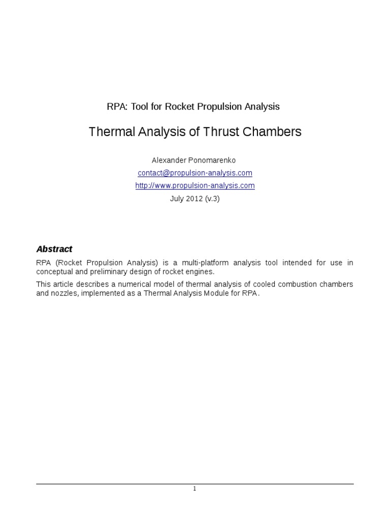 RPA ThermalAnalysis | PDF | Rocket Engine | Heat Transfer