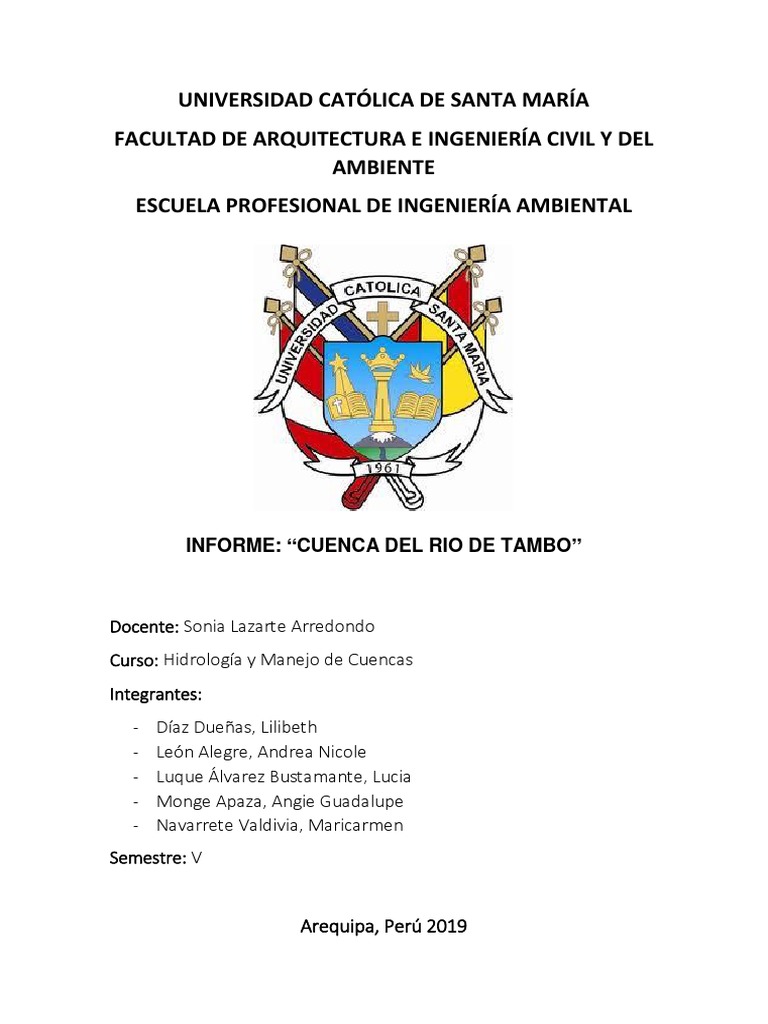 Caracterización hidrológica y análisis de usos del agua en la cuenca del río Tambo | PDF | Río ...