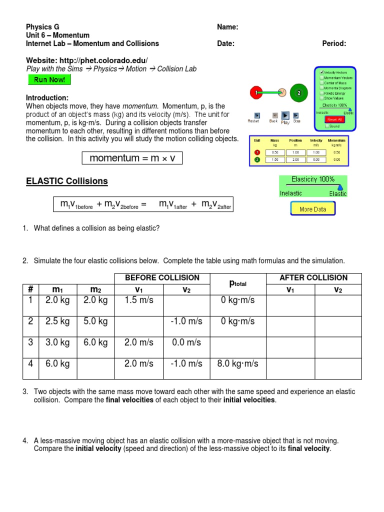 Momentum Lab | PDF | Collision | Momentum
