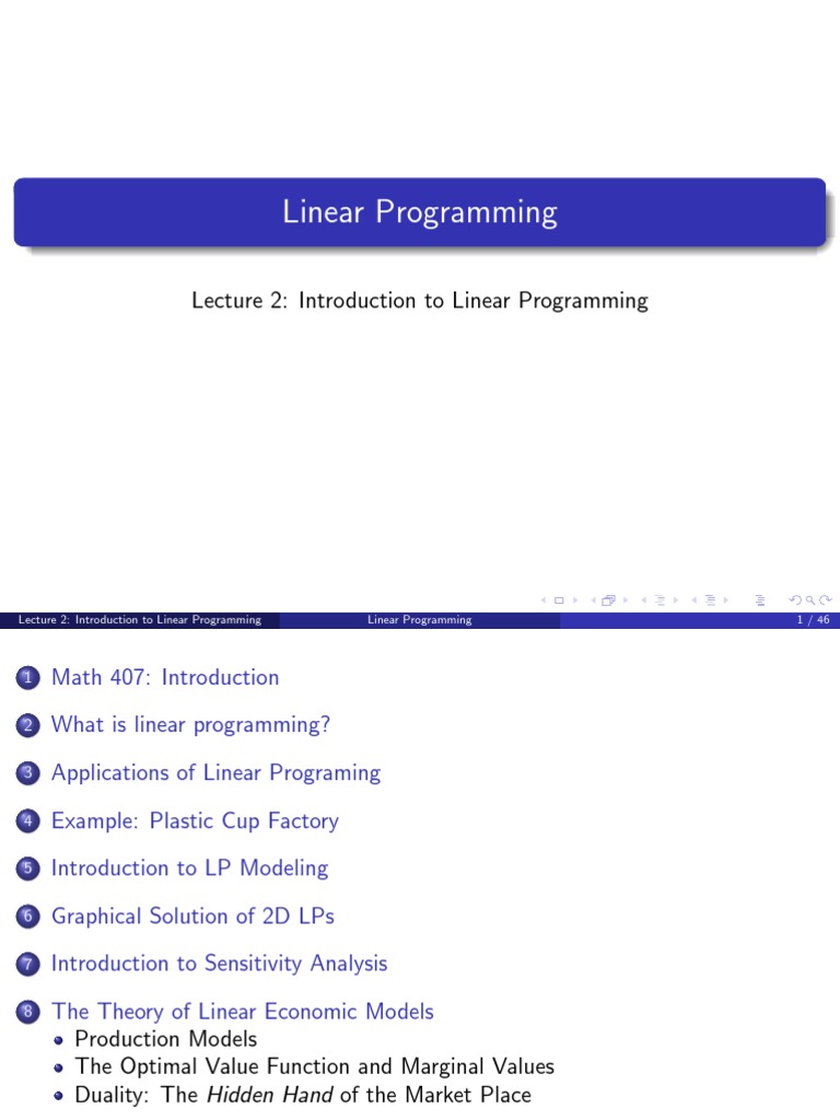 L2 Introduction | PDF | Mathematical Optimization | Linear Programming