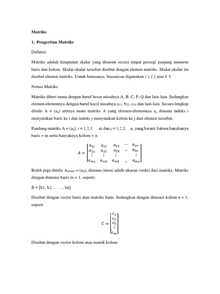 Matriks | PDF | Metode & Bahan Ajar