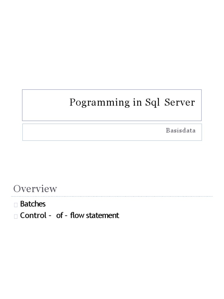 w09s01 Programming in SQL Server-2019 PDF | PDF | Boolean Data Type | Sql