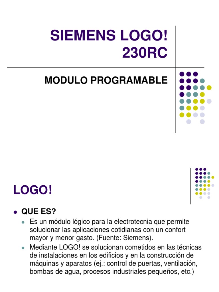 Manual Siemens LOGO! 230RC en Español | PDF | Relé | Ingeniería Electrónica