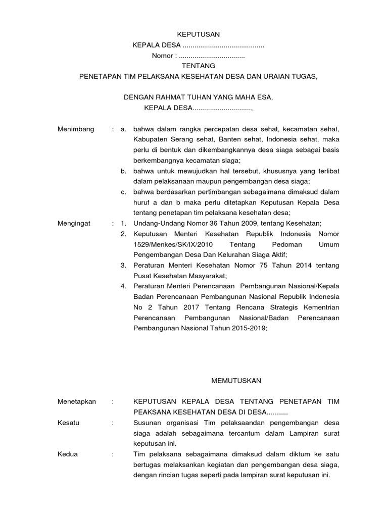 Contoh SK Desa Siaga | PDF