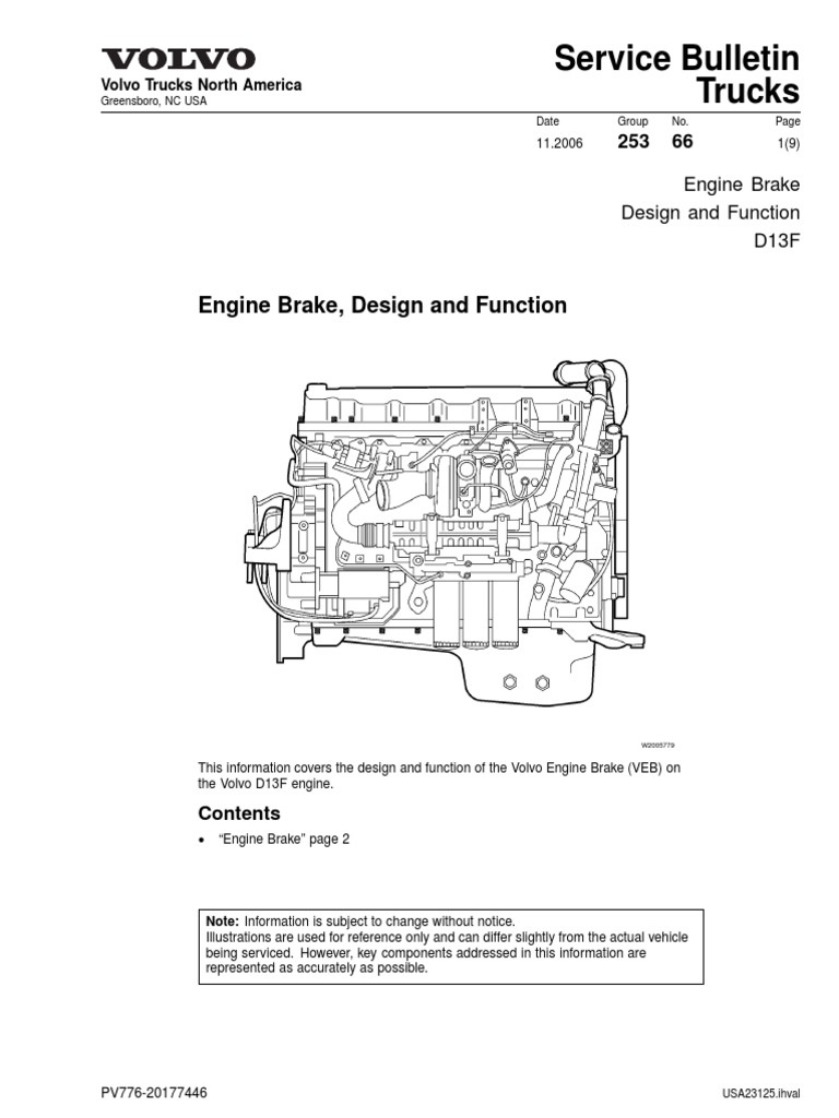 Volvo D13F Engine Brake Overview | PDF | Piston | Pump