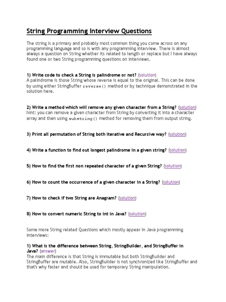 String Programming Interview Question Pdf String Computer Science Array Data Structure