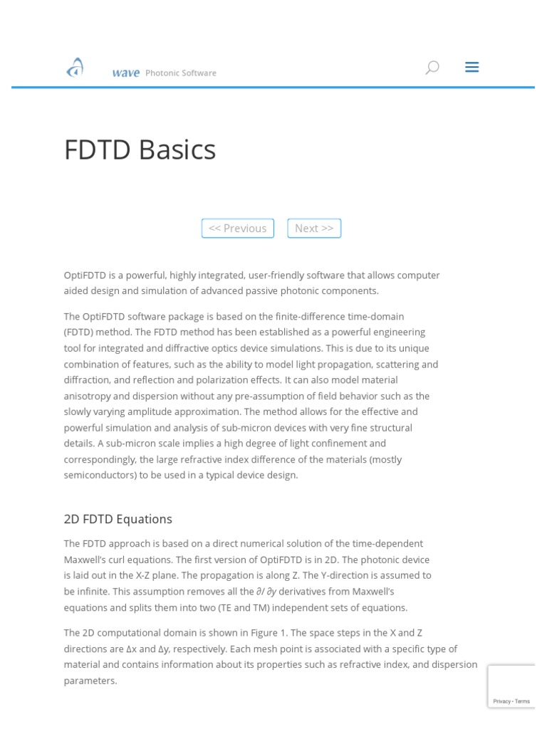 Manual FDTD Basics | PDF | Dispersion (Optics) | Wavelength