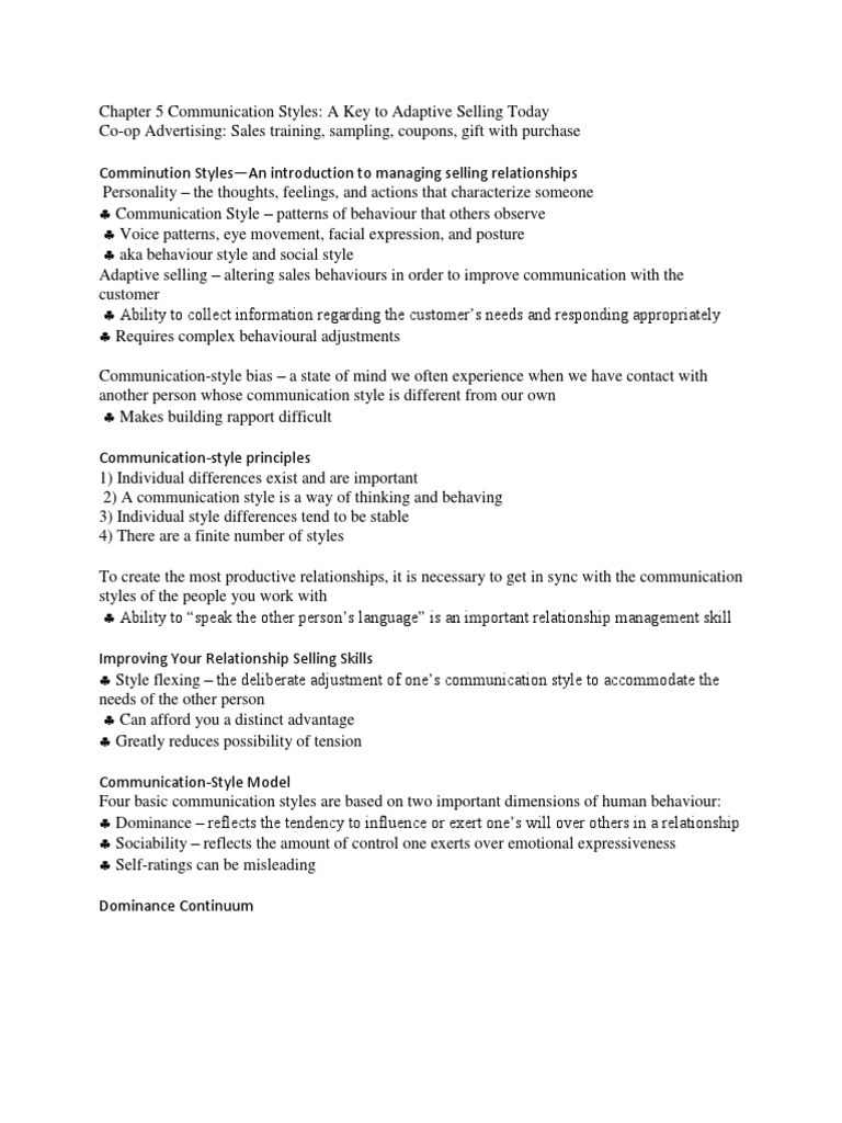 Chapter 5 Communication Styles | PDF | Nonverbal Communication | Sales