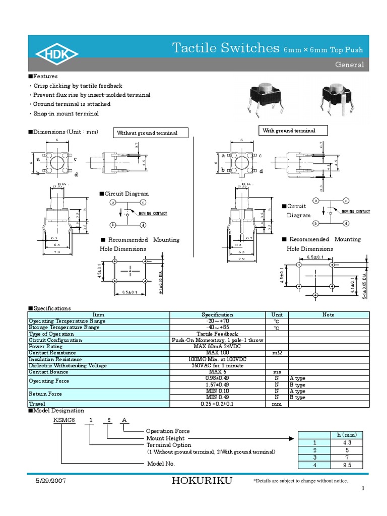 Push Button PDF | PDF | Switch | Electrical Components