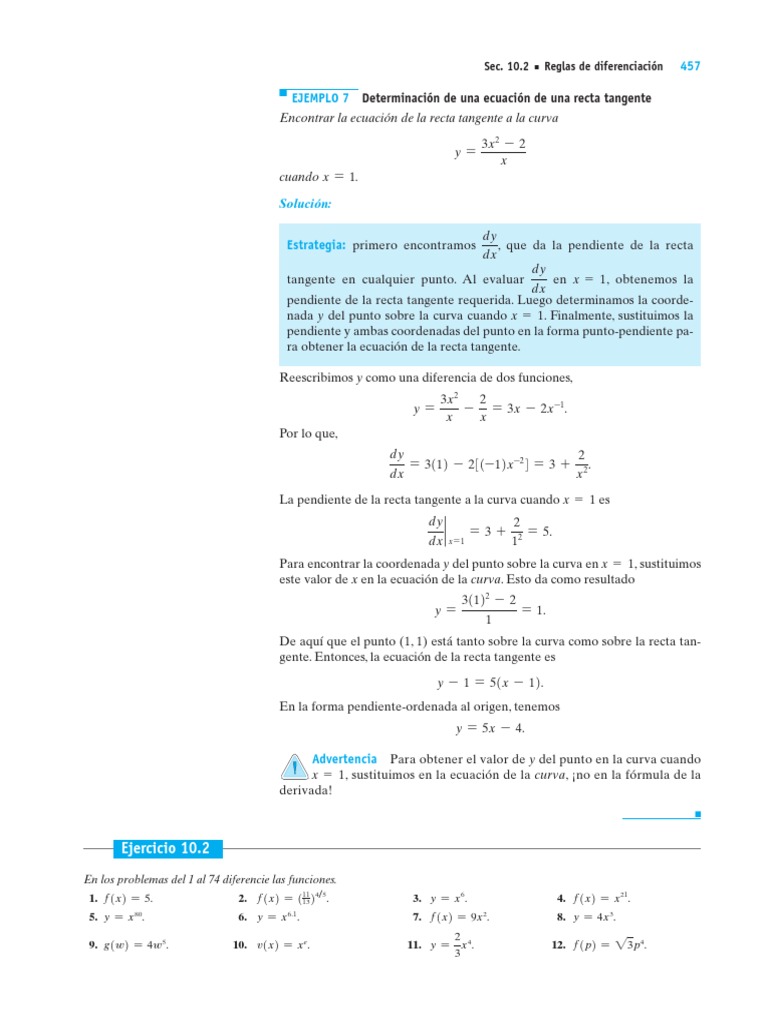 Ejer Derivadas PDF | Descargar gratis PDF | Pendiente | Línea (geometría)