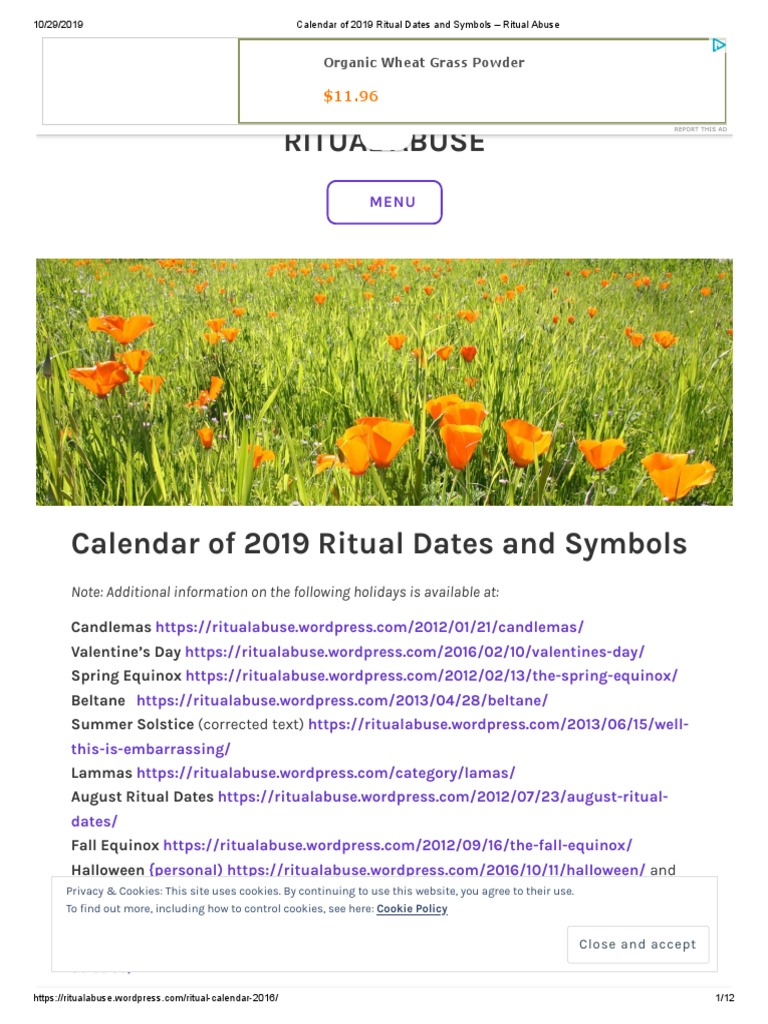 Calendar of 2019 Ritual Dates and Symbols - Ritual Abuse | PDF | Jewish ...