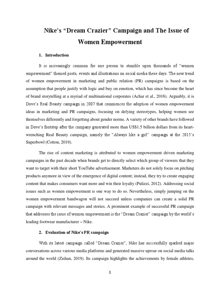 Nike's "Dream Crazier" Women Empowerment PR | PDF | Public Relations ...